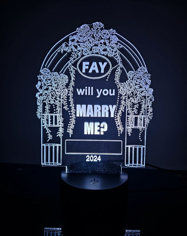 MARRIAGE PROPOSAL LED LUCITE LIGHT UP Personalized
